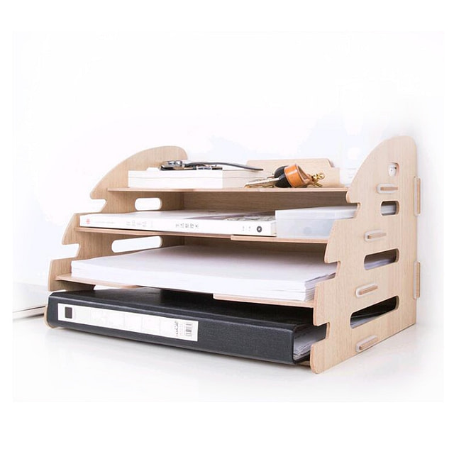 Wooden 4 Layers Office Document Tray at Tidy Desk Shop